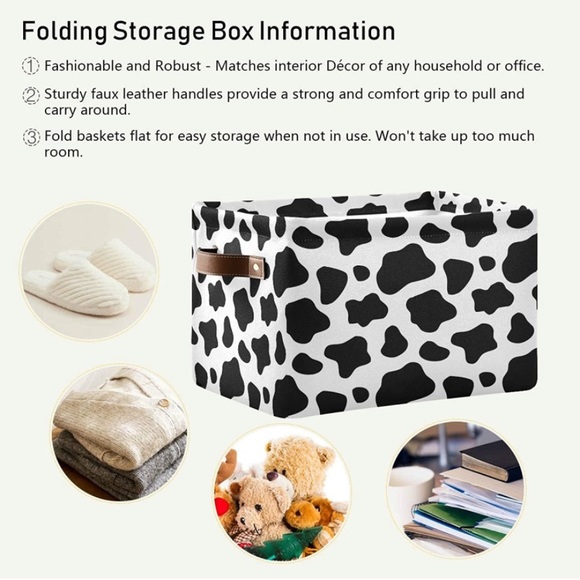 Storage & Organization | Animal Cow Print Square Storage Basket Bin ...